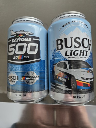 Two New 2026 Daytona 500 Busch Light Beer Cans Bottom Opened | eBay