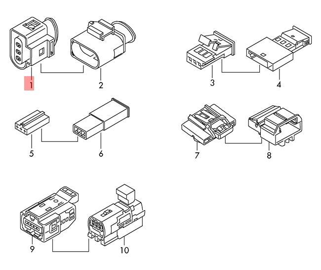 Genuine VW/Audi SKODA SEAT Amarok Flat Contact Housing 3 Pin 2pcs ...