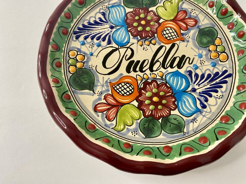 Talavera Plate Handcrafted Ceramic Pottery Puebla Mexico Floral ...
