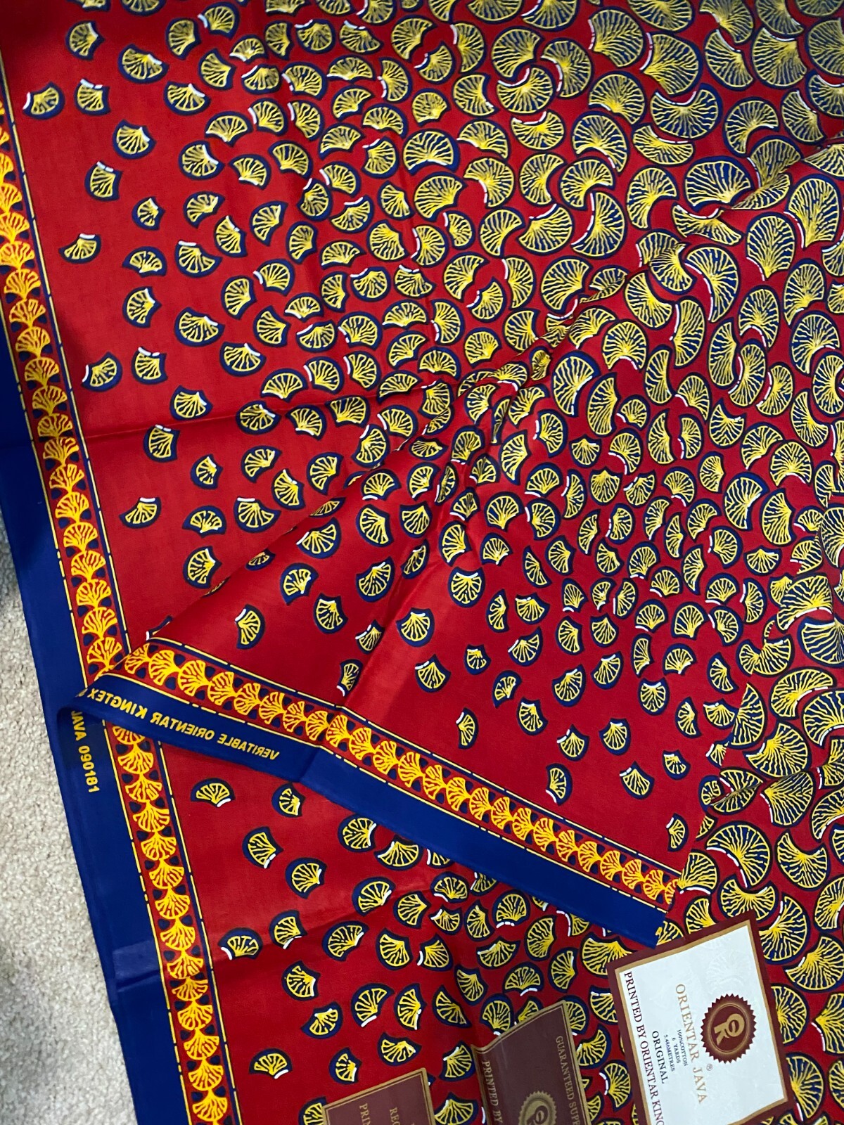 African Wax Block Prints Orientar Kingtex Fabric Vivd Red Yellow Blue ...