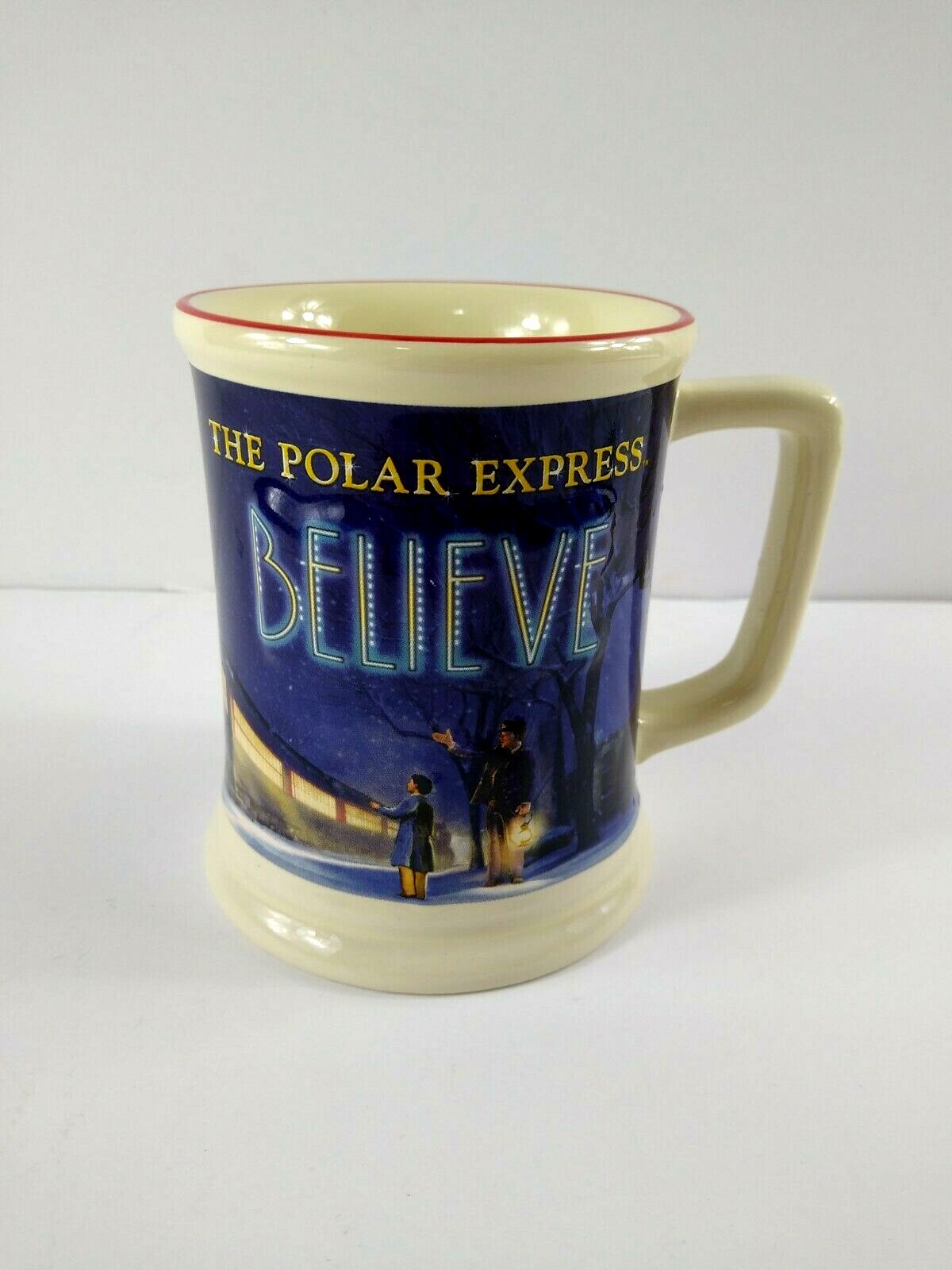 Polar Express Cup Coffee Mug Believe Train Blue All Aboard Warner Bros ...