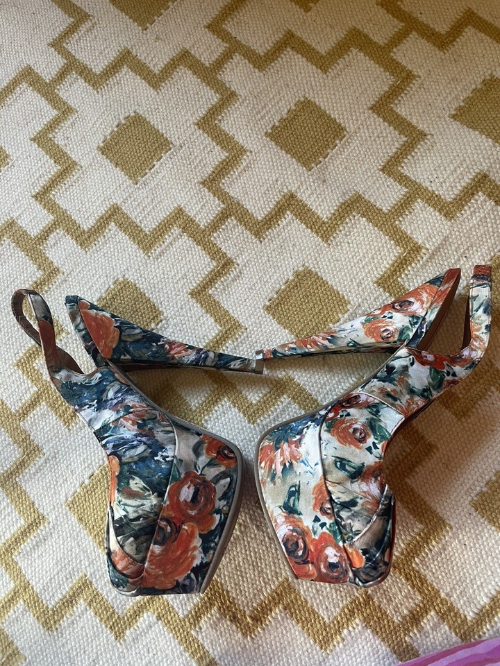 Floral Pattern Heels River Island Size 6 | eBay