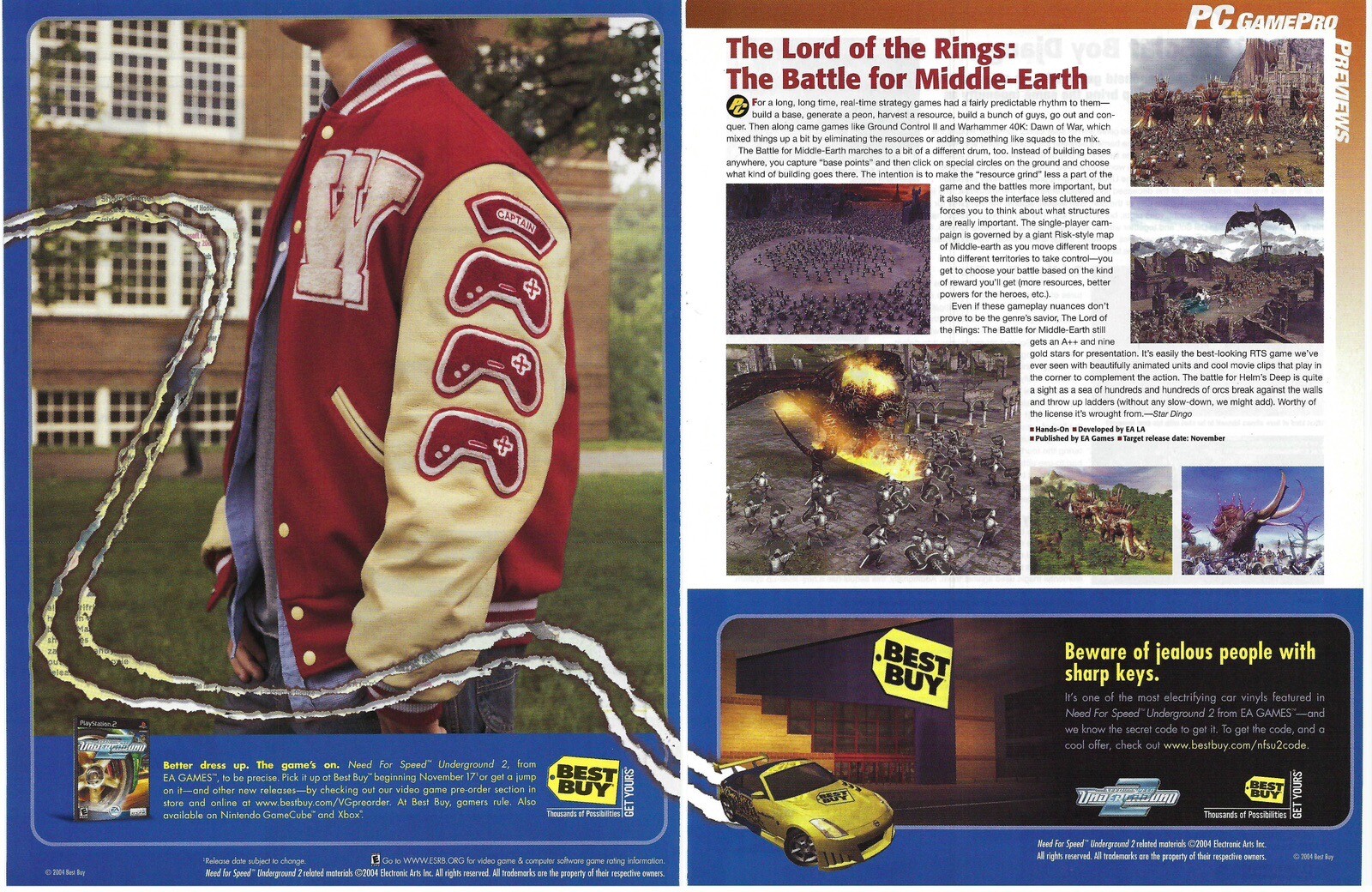 2004 Best Buy Need for Speed Underground 2 LOTR Video Game Retro Print ...