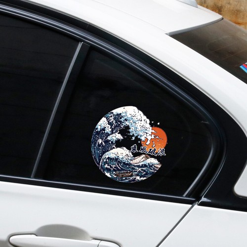 Ocean Waves Surge Car Stickers JDM Decal Auto Vinyl Door Window ...