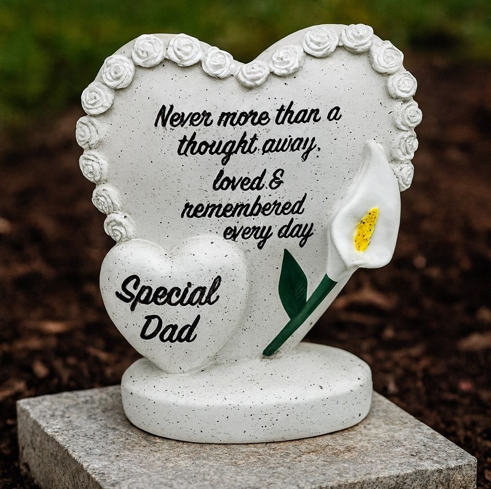 Double Heart Memorial SPECIAL DAD Father Grave Tribute Remembrance ...