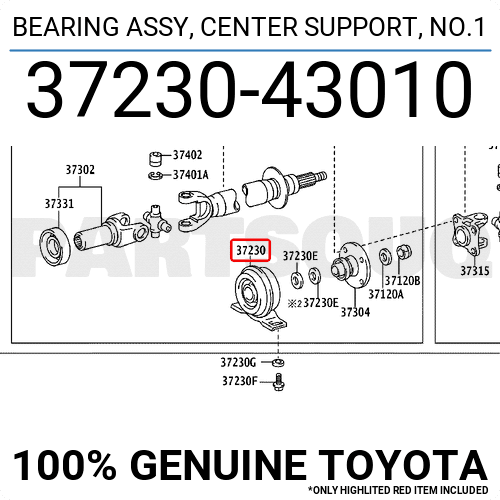 3723043010 Genuine Toyota BEARING ASSY, CENTER SUPPORT, NO.1 37230 ...