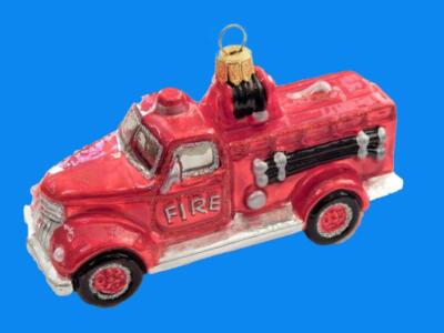 ANTIQUE FIRETRUCK FIRE ENGINE TRUCK EUROPEAN GLASS CHRISTMAS ORNAMENT ...