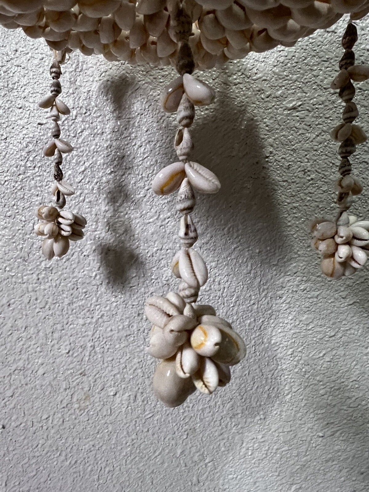 Vtg 35” Tiered Cowrie Puka Sea Shell Macrame Hanging2 Basket Planter ...