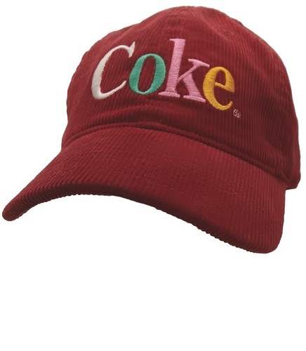 COKE Corduroy Cap Embroidered Adjustable Retro Red Coca Cola Hat ...