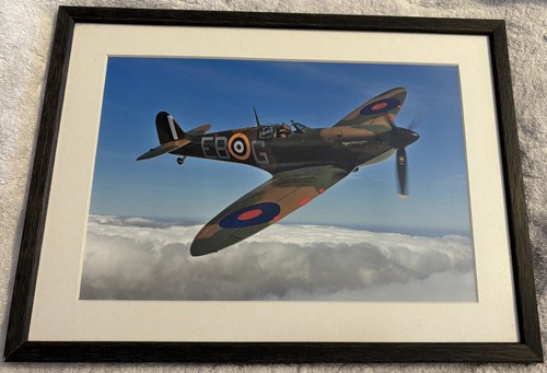 Framed Picture Of A Spitfire In Flight. Ww2 Aviation | eBay UK