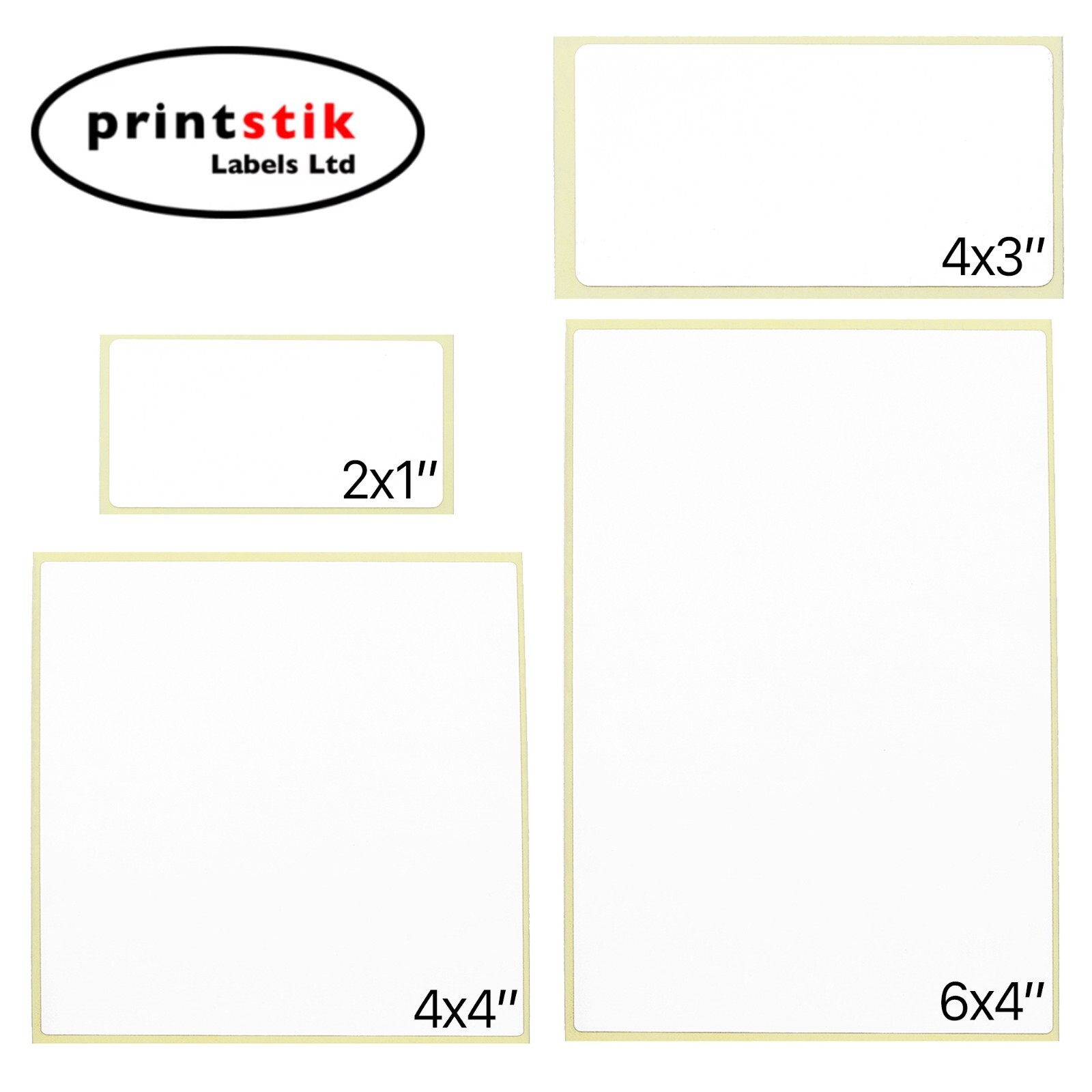 Plain White Labels Thermal Labels Self Adhesive Various Sizes 2x1 4x3 ...