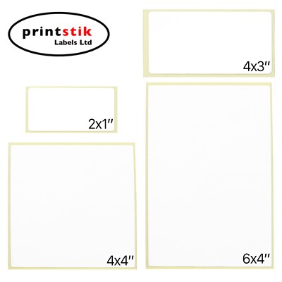 Plain White Labels Thermal Labels Self Adhesive Various Sizes 2x1 4x3 ...