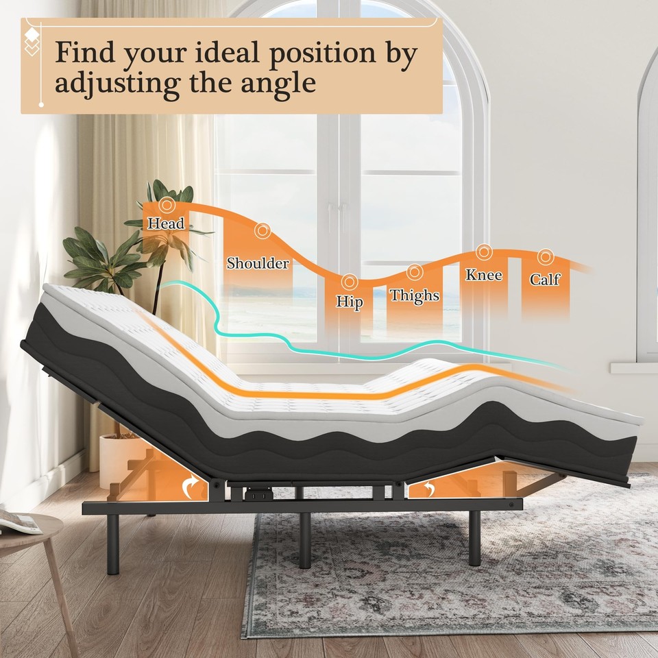 Full-Size Adjustable Bed Frame with Wireless Remote, Memory Function ...