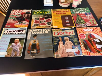 9 vintage 1980's crochet & knitting magazines needlecraft books doll ...