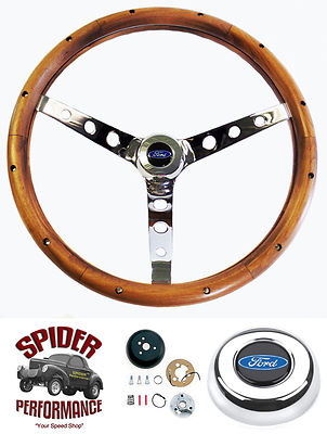 1970-1977 Ford steering wheel BLUE OVAL 15" CLASSIC WALNUT WOOD | eBay