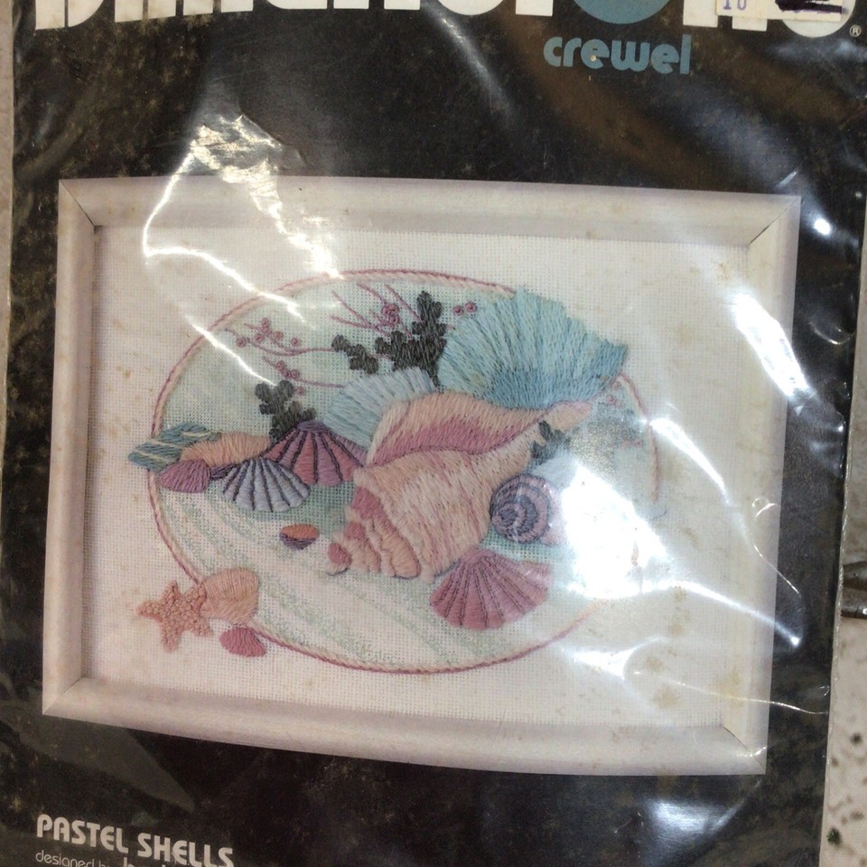 Vintage Pastel Sea Shells Crewel Stitch Kit SEALED 7x5 Sampler | eBay