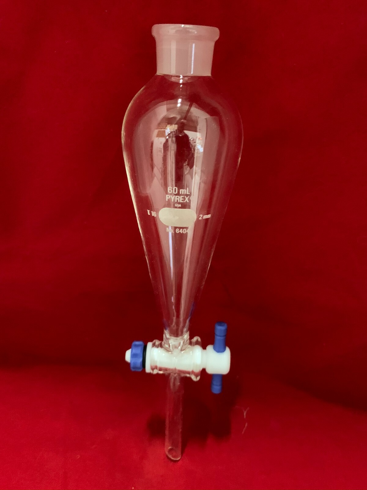 Corning Pyrex 6404-060 60mL One Glass Squibb Separatory Funnel 2mm Bore ...