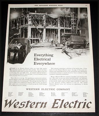1919 OLD MAGAZINE PRINT AD, WESTERN ELECTRIC FOR ELECTRICAL ...