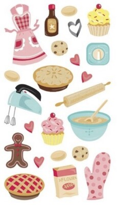 Baking Cupcake Cookies Pie Apron Mixer Bowl Rolling Pin Oven Mitt ...