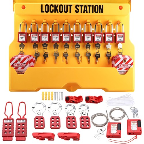 RealPlus Lockout Tagout Station with Loto Devices - 10 Pack Safety ...