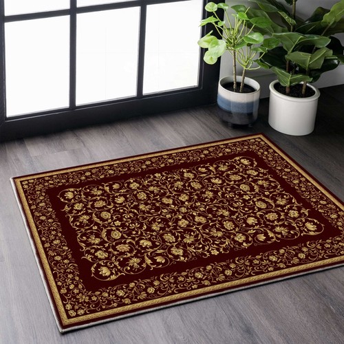Gold Burgundy Area Rug, Floral Oushak Rug, French Style, Oriental ...