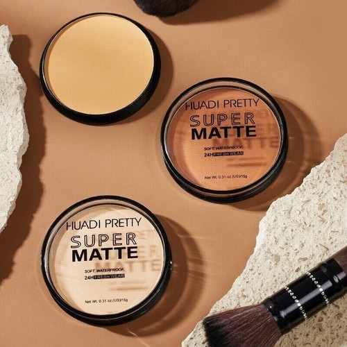 Women Matte Setting Compact Pressed Powder Face Foundation Makeup Base ...