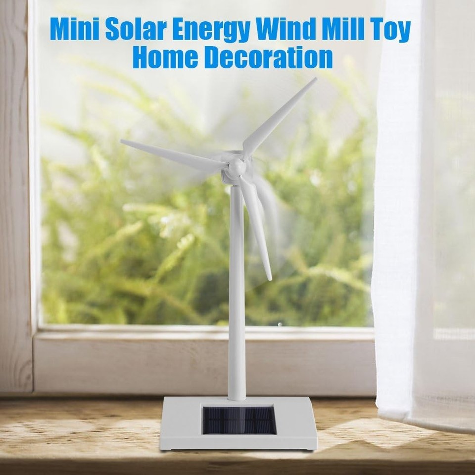Mini Solar Wind Mill Solar Powered Windmill Toy Kids Children Science ...