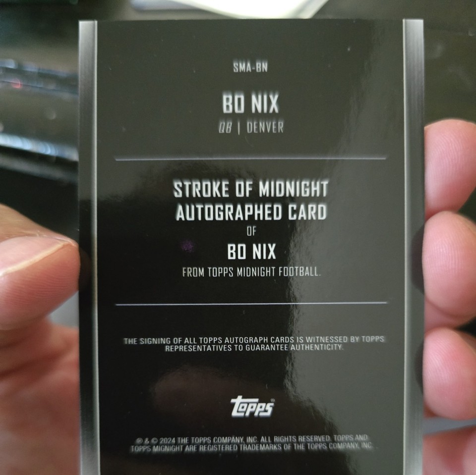 Bo Nix 2024 Topps Midnight Winter Solstice Stroke Of Midnight Auto /35 ...