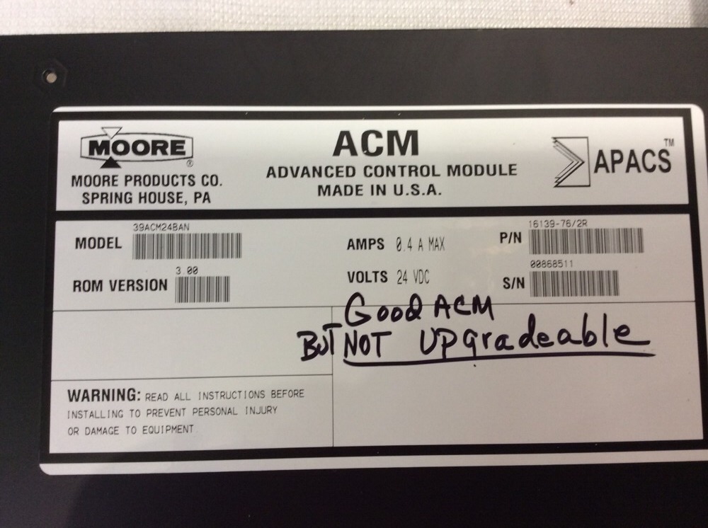 MOORE ACM APACS MODEL 39ACM24BAN P/N 16139-76/2R ADVANCED CONTROL ...