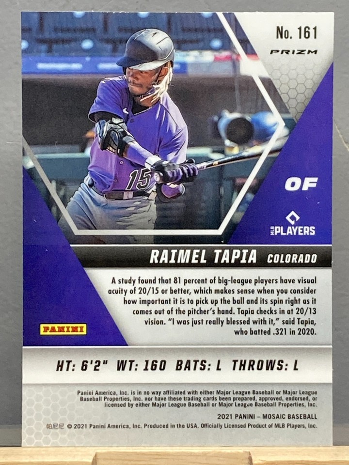 2021 Panini Mosaic Blue Reactive Prizm #161 Raimel Tapia Colorado 0842 ...