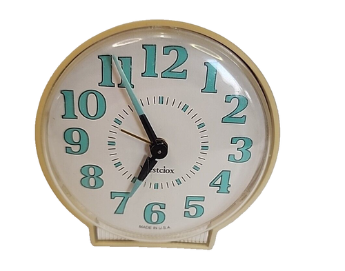 Vintage 1970's Westclox Windup Alarm Clock Turquoise Aqua Face, WORKS ...