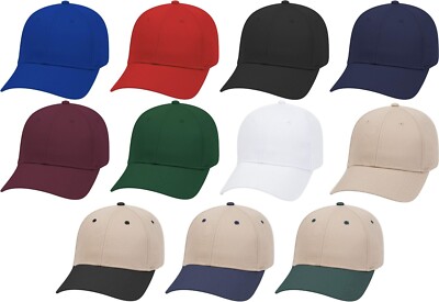 Blank Cotton Twill Constructed Low Crown Baseball Cap Curved Bill ...