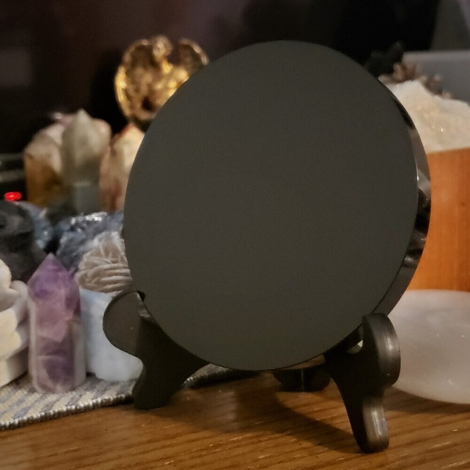 Natural Obsidian Mirror Black Crystal Scrying Plate Home Decoration ...