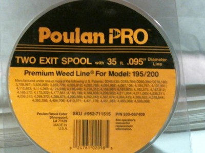 POULAN PRO 952-711515 Two Exit Spool Trimmer Line, 35', FREE SHIPPING ...