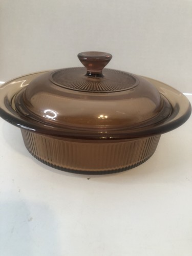 Corning Vision Ware Covered Round Casserole w/Pyrex Lid Amber V30B 24oz 750m | eBay