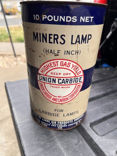 Union Carbide Miners Lamp Tin Linde Air Products Company New York *RARE ...