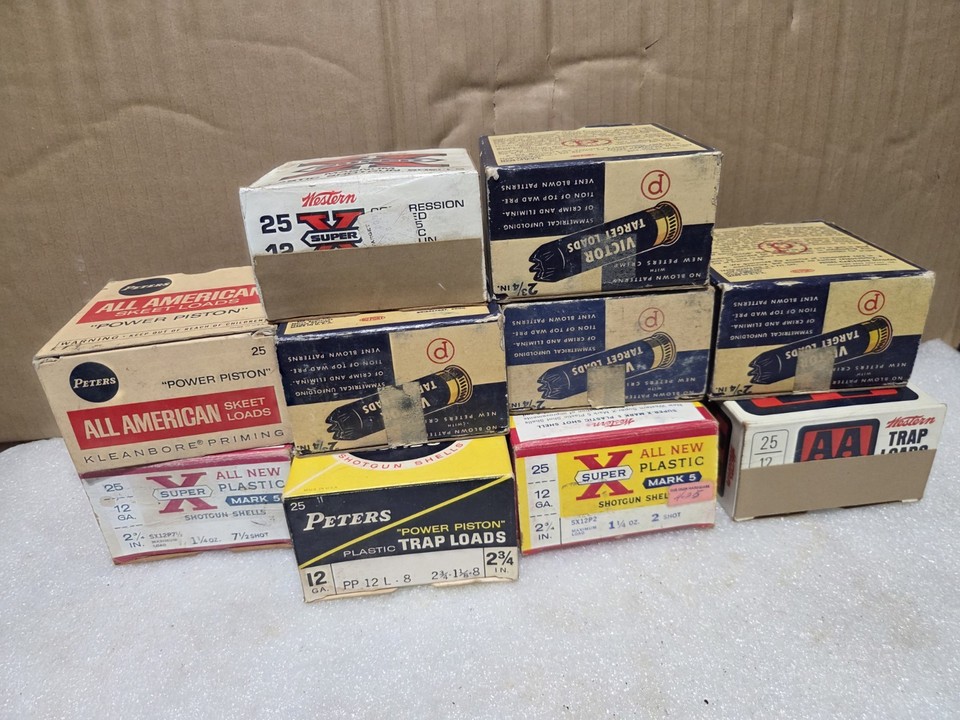 Lot 10 Vintage Empty Shotgun Shot Shell Boxes Winchester Super X Victor ...