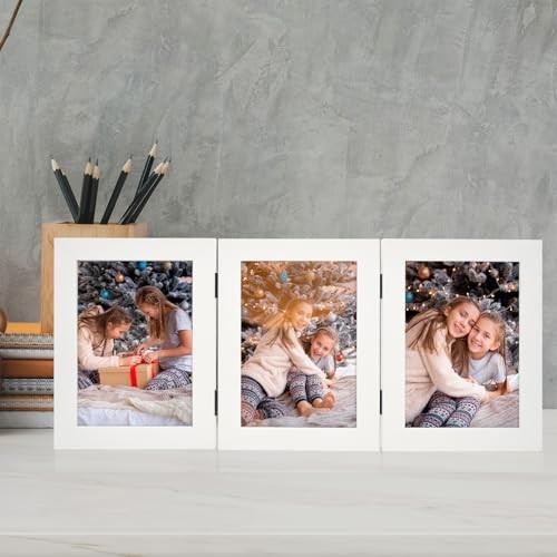 Frametory, 5x7 Triple Picture Frames Hinged 3 Photos Frame Collage ...