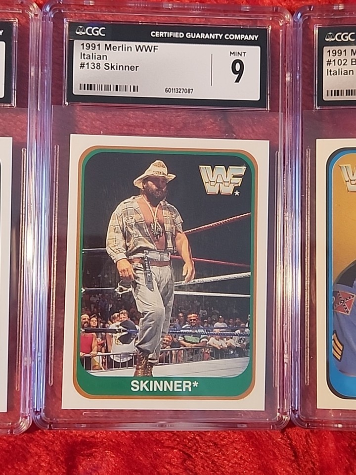 Lot of 3 CGC 9 1991 Merlin WWF Italian Cards – Big Boss Man x2, Skinner ...