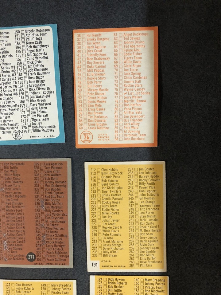 (19) 1961 1962 1963 1964 1965 Topps Vintage Baseball CHECKLIST Card Lot ...