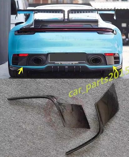 For Porsche 911 992 Real Carbon Fiber Rear Bumper Side Spoiler Splitter ...