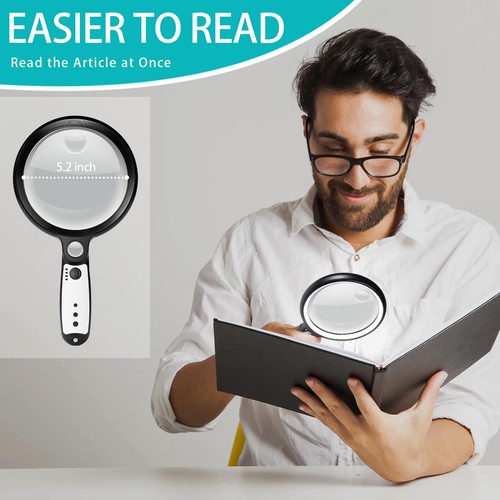 Large Magnifying Glass with 37 LED Light, 10X 20X 45X Handheld ...