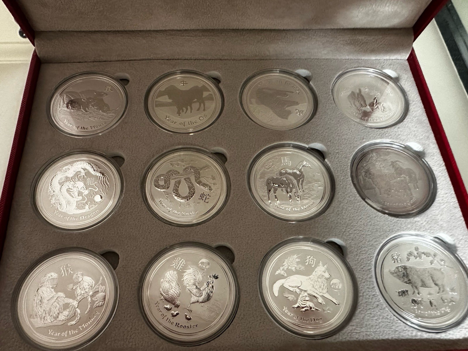 Australian Series 2 Lunar 1 oz Silver 12 Coin Set w/box Australian RARE ...