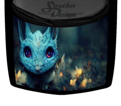 Light Cyan Blue Scaled Dragon Reptile Hood Truck Wrap Vinyl Car Graphic ...