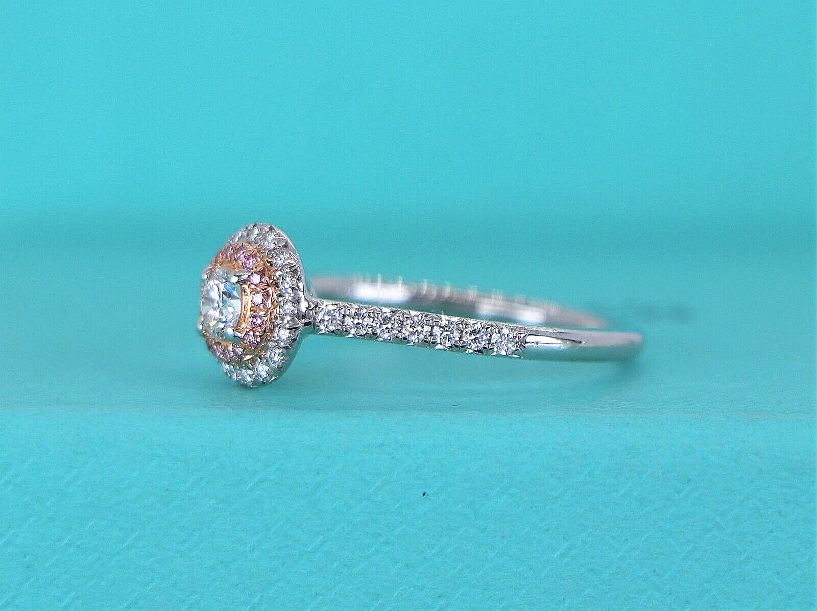 Tiffany & Co Platinum 18k Rose Gold Soleste .18ct Diamond Halo ...