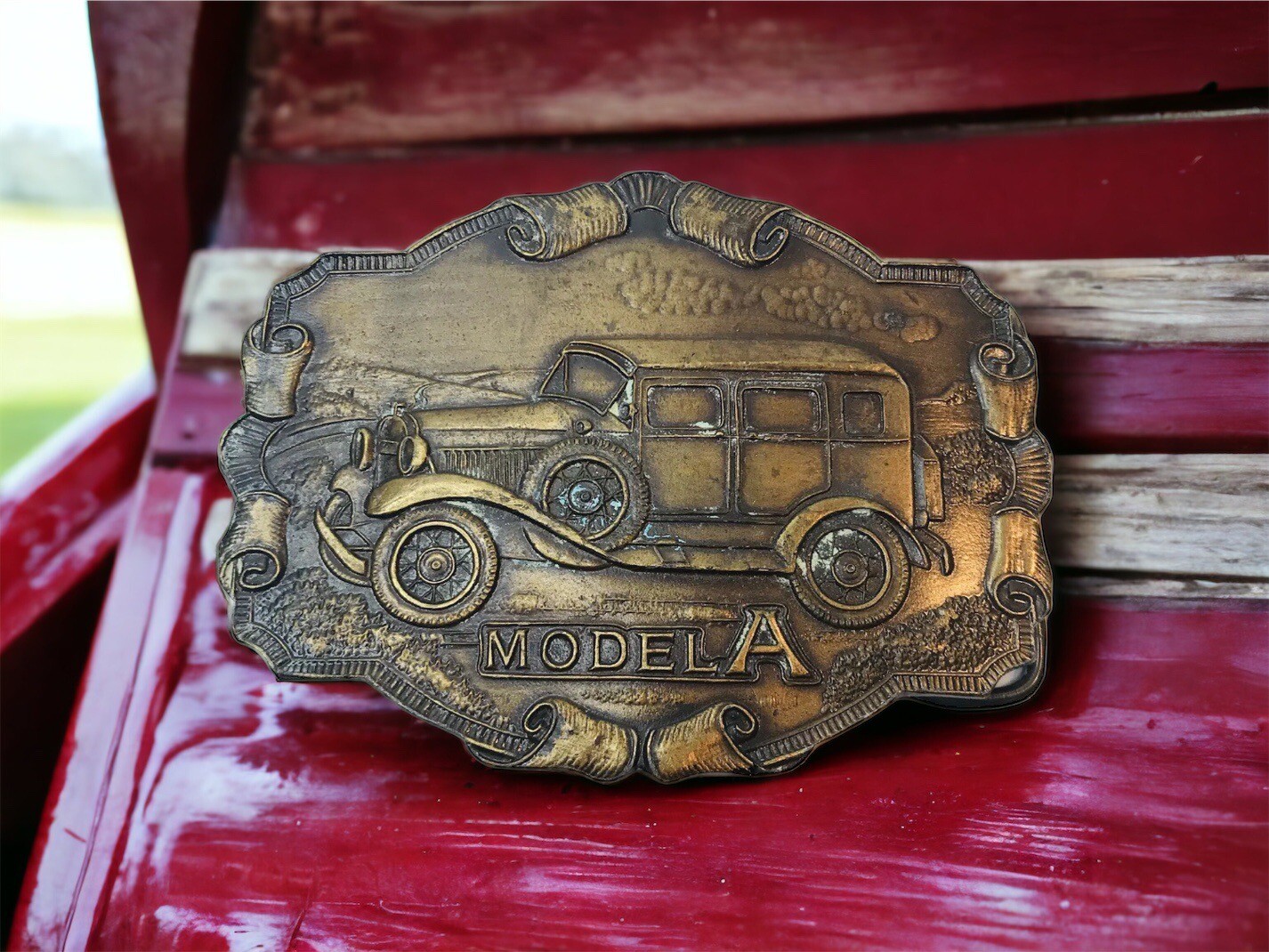 Bergamot Brass Works Model A Ford Car Belt Buckle V-3… - Gem