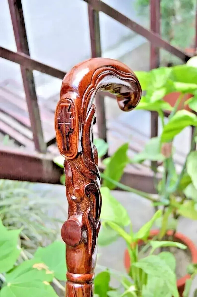 Christian Cross Wooden Walking Stick Cane - Wood carv… - Gem