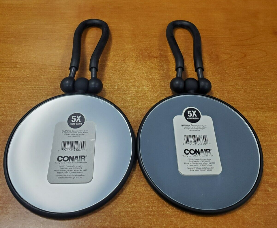 2 Pk: Conair Perfect Position 2-Sided Round Mirror 1x/5x Magnification ...