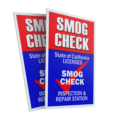 Smog Check 24" x 36" 2 Pack Of Store Sign Plastic Or Decal | eBay