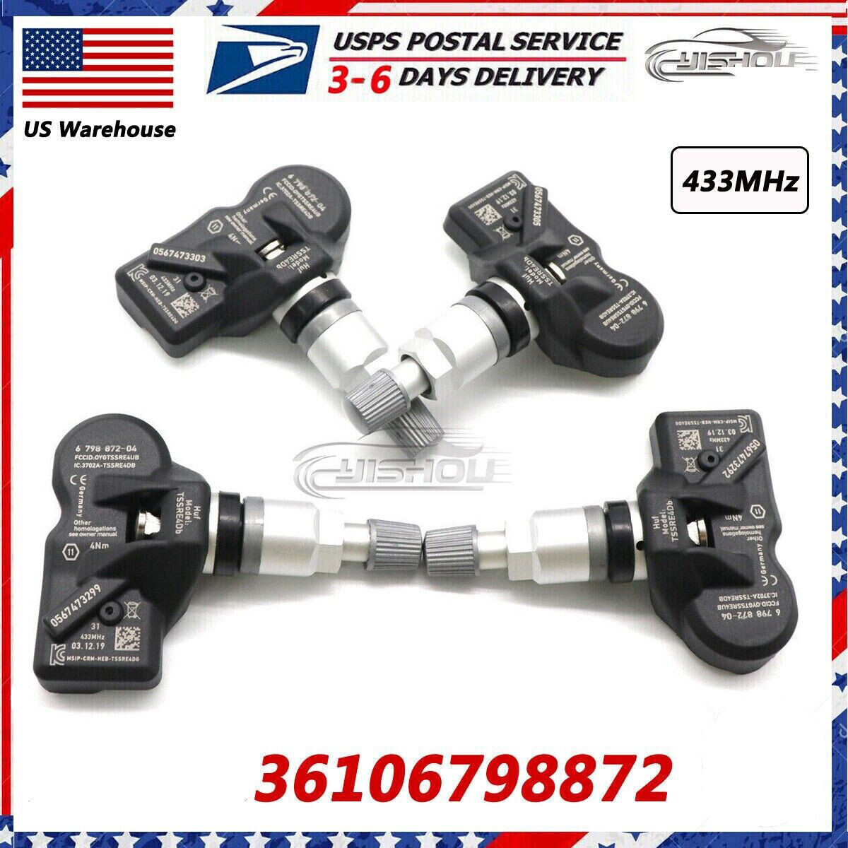 NEW 4*TPMS Tire Pressure Monitoring Sensor 433MHz For BMW 6798872-04 ...